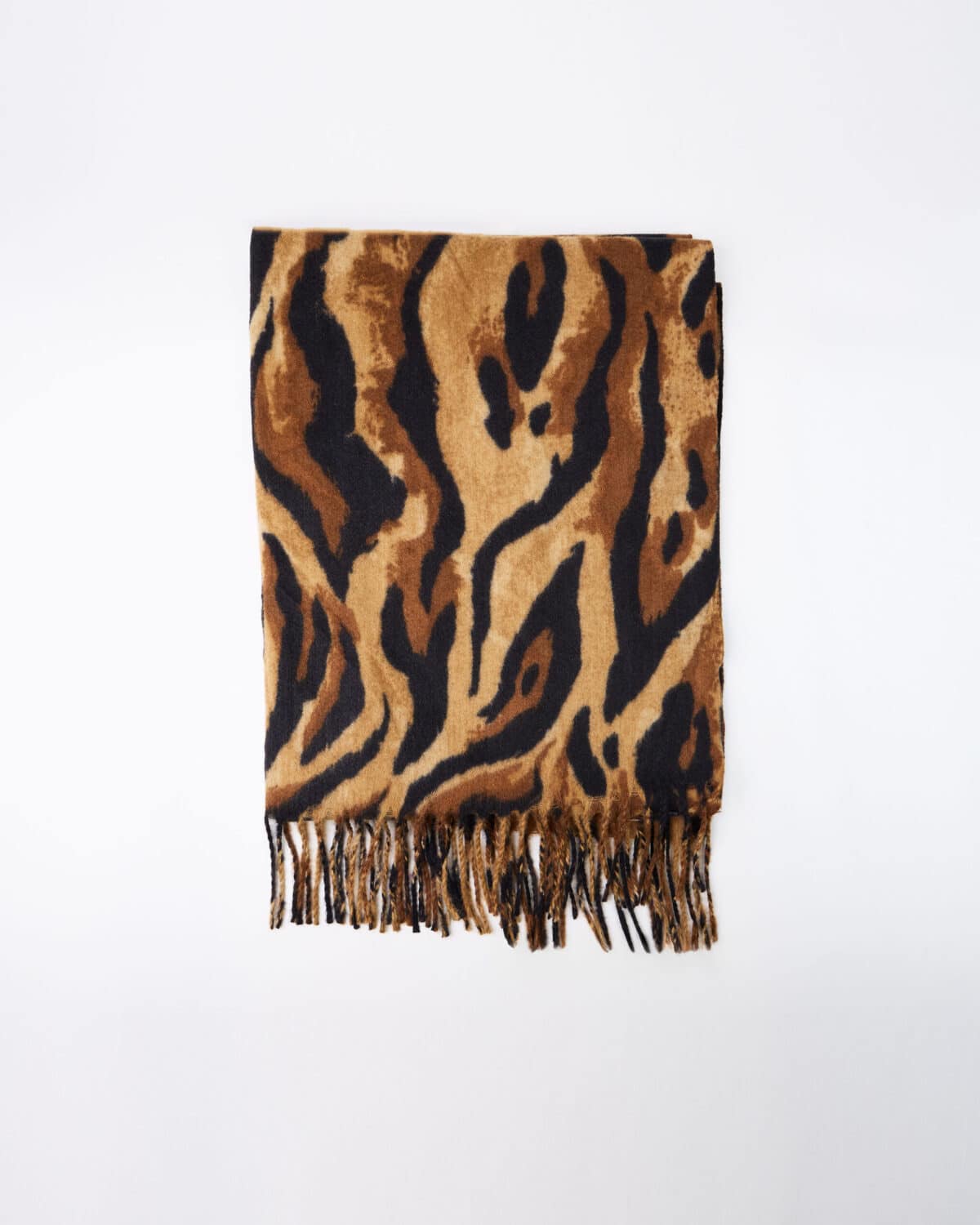 Tiger print tassel scarf | Peony Fashion